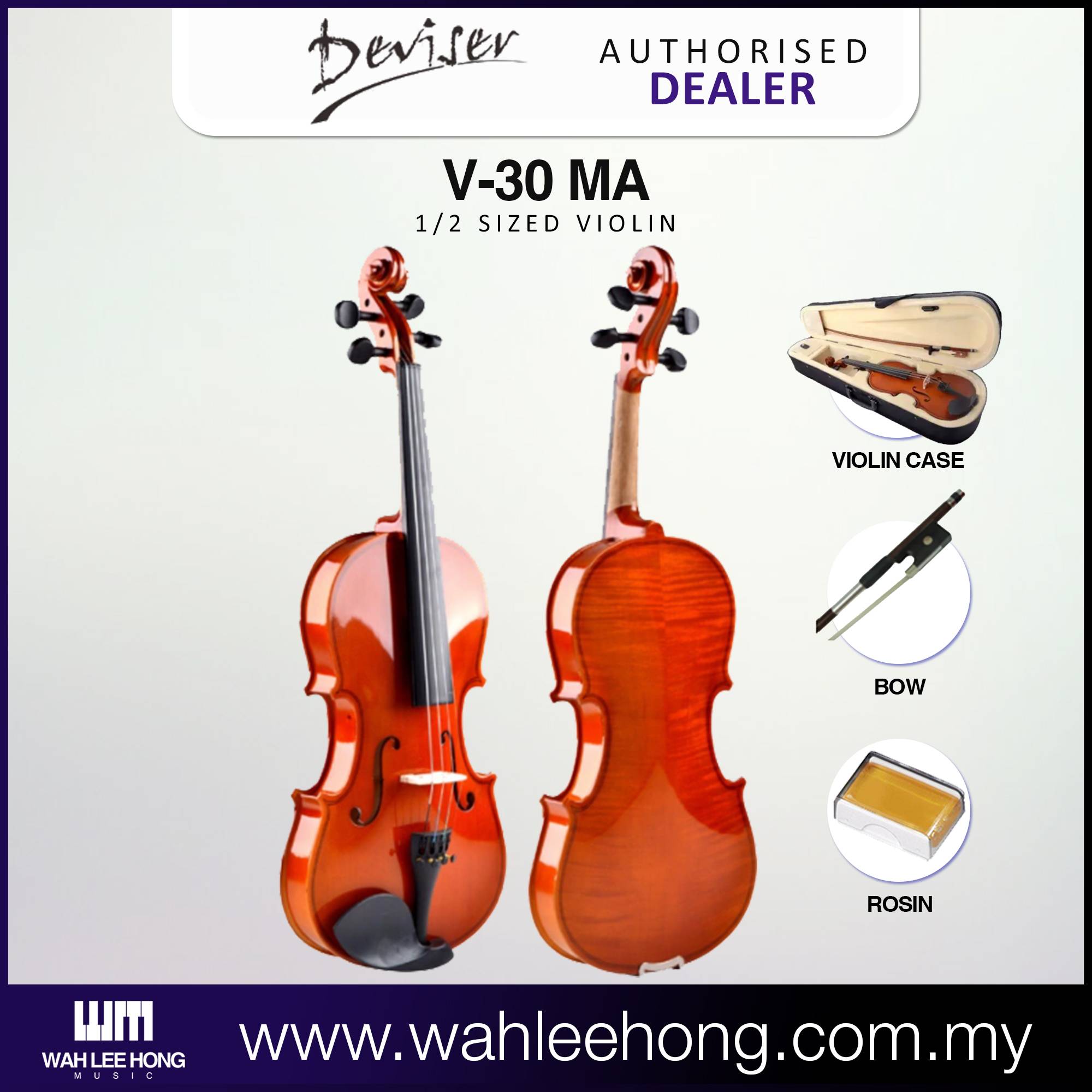 Deviser V-30 MA 1/2 Size Violin With Case for 4-10 Years Old (V30 MA)