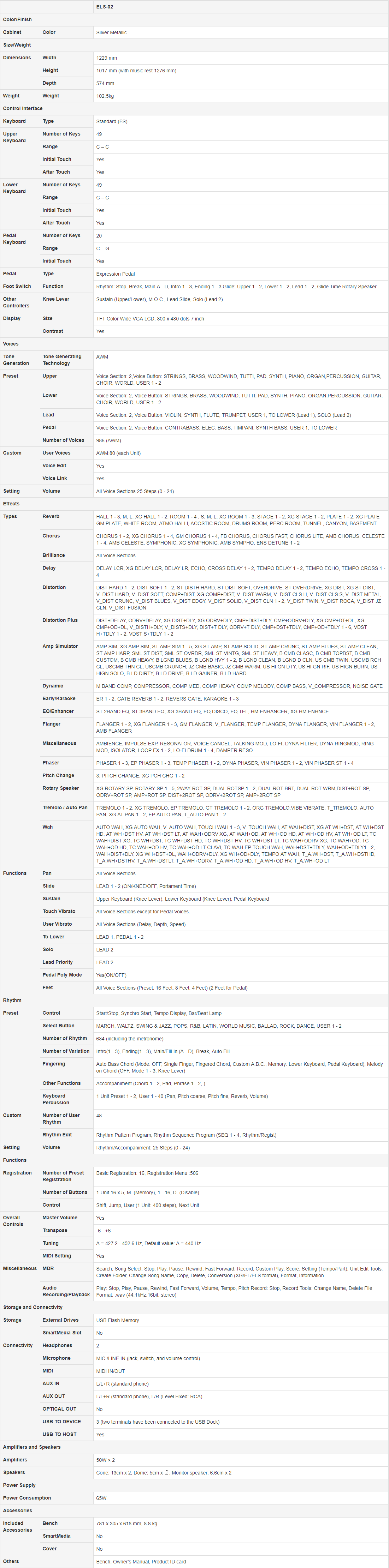Yamaha Electone Stagea Standard ELS-02 (ELS02 / ELS 02)